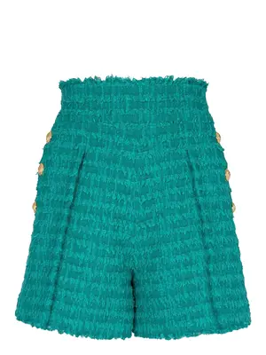Balmain Tweed Tailored Shorts - Green