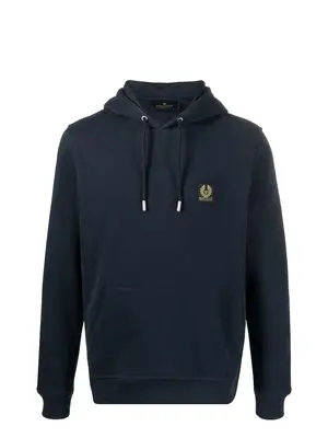 Belstaff Logo-patch Cotton Hoodie - Blue