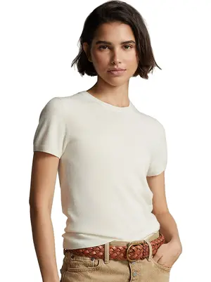 Ralph Lauren Ralph Lauren Cashmere Short-Sleeve Crewneck Sweater Parchment Cream