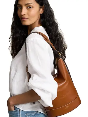 Ralph Lauren Bellport Leather Bucket Bag Cuoio