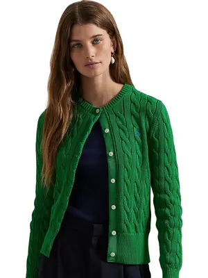 Ralph Lauren Ralph Lauren Cable-Knit Cotton Cardigan Billiard