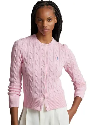 Ralph Lauren Ralph Lauren Cable-Knit Cotton Cardigan Carmel Pink