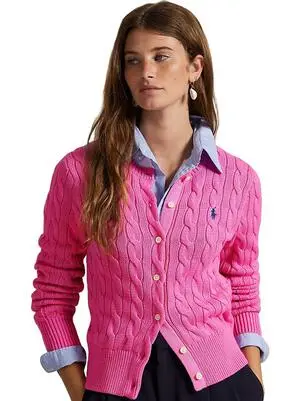 Ralph Lauren Ralph Lauren Cable-Knit Cotton Cardigan Dalia Pink
