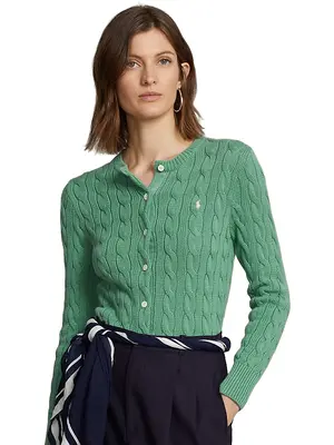 Ralph Lauren Ralph Lauren Cable-Knit Cotton Cardigan Fairway Green