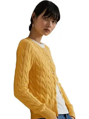 Ralph Lauren Ralph Lauren Cable-Knit Cotton Cardigan Fall Yellow
