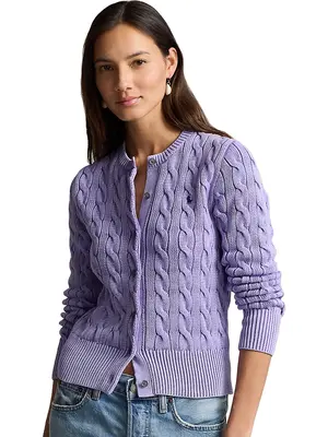 Ralph Lauren Ralph Lauren Cable-Knit Cotton Cardigan Lavender