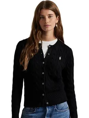 Ralph Lauren Cable-knit Cotton Cardigan - Polo Black