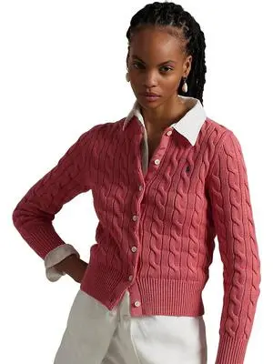 Ralph Lauren Ralph Lauren Cable-Knit Cotton Cardigan Red Sky