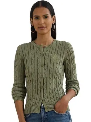 Ralph Lauren Cable-knit Cotton Cardigan - Sage Green