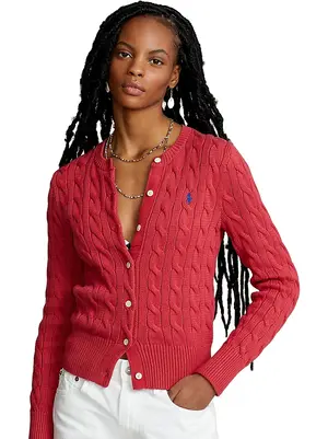 Ralph Lauren Ralph Lauren Cable-Knit Cotton Cardigan Sunrise Red