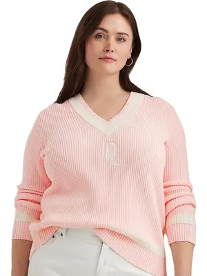 Ralph Lauren Cable-Knit Cotton Cricket Sweater Pink Opal/cream