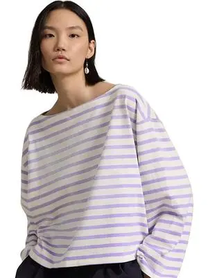 Ralph Lauren Striped Boatneck Mariner Tee Sky Lavender/deckwash White