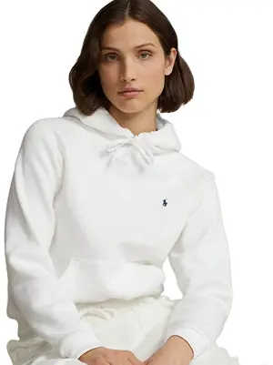 Ralph Lauren Ralph Lauren Shrunken Fit Fleece Hoodie White