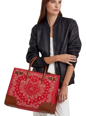 Ralph Lauren Ralph Lauren Large Devyn Tote Bag Red Bandana Print/lauren