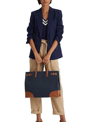 Ralph Lauren Large Devyn Tote Bag - Refined Navy/lauren Tan
