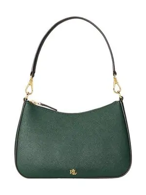 Ralph Lauren Crosshatch Leather Medium Danni Shoulder Bag Season Green