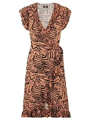 DE LA VALI DE LA VALI Midi Wrap Dress Sand