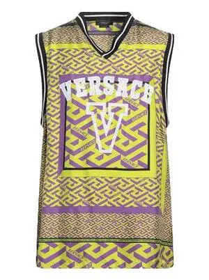 Versace Sleeveless Tank Top With Embroidered Logo - Green