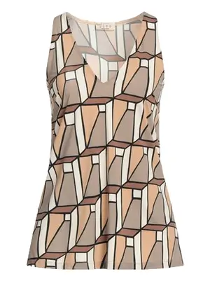 SIYU Geometric-print Jersey Top - Beige