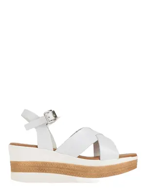 STELE Calfskin Wedge Sandals - White