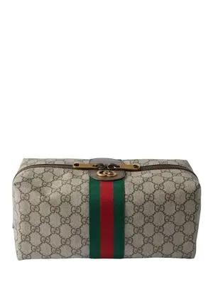 Gucci Savoy Leather-trimmed Toiletry Case - Brown