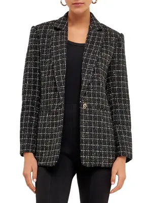 Endless Rose Tweed Blazer - Black