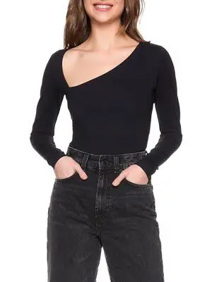 Susana Monaco Susana Monaco Diagonal Neck Long Sleeve Top Black