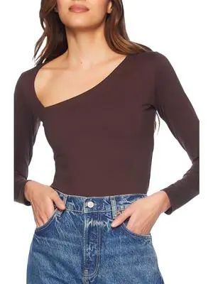 Susana Monaco Diagonal Neck Long Sleeve Top - Java