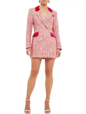 Endless Rose Tweed Blazer Minidress - Pink