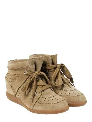 Isabel Marant Bobby Suede Wedge Sneakers Grey