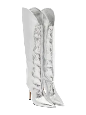 Alexandre Vauthier Metallic Leather Over-the-knee Boots - Silver