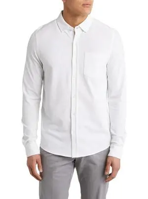 Cutter & Buck Reach Button-down Piqué Knit Shirt - White