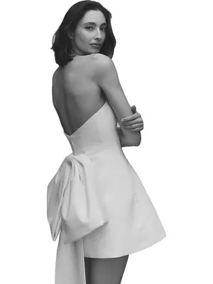 Sachin & Babi Grace Strapless Back-Bow Mini Dress White