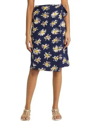 LOVEAPPELLA Loveappella Floral Faux Wrap Knit Midi Skirt