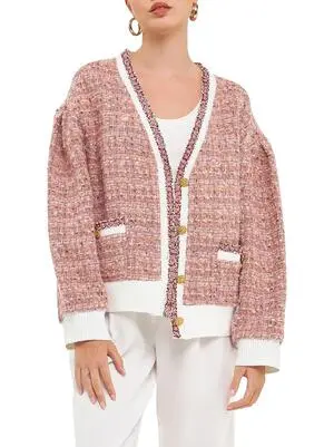 Endless Rose Bouclé Wool-blend Cardigan - Pink