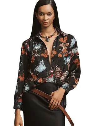 Anthropologie The Brielle Relaxed Buttondown Blouse Oxford