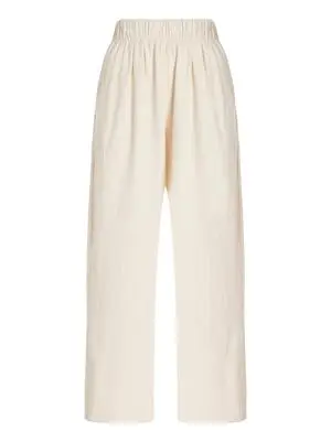 LES TIEN Pleated Wide-Leg Cotton Trousers