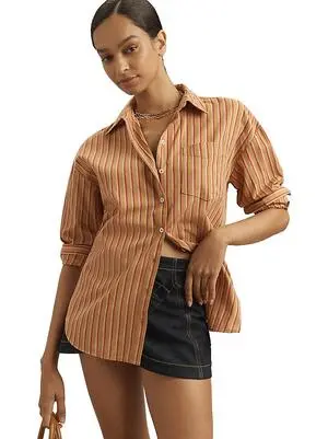 Maeve Maeve Bennet Buttondown Shirt Brown Pattern