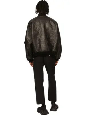 Dolce & Gabbana Crinkled-finish Lambskin Bomber Jacket - Black