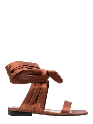 Attico Ankle-tie Flat Sandals - Brown