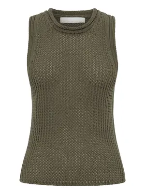 DION LEE Grid Mesh Tank Top - Green