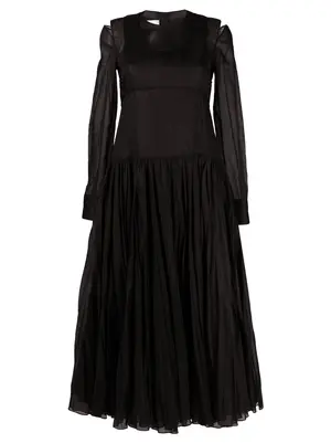 JIL SANDER Pleat-detail Midi Dress - Black