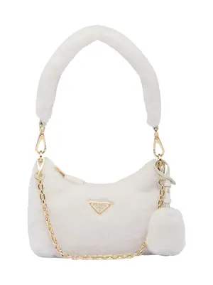 Prada Re-edition Shearling Mini Bag - White