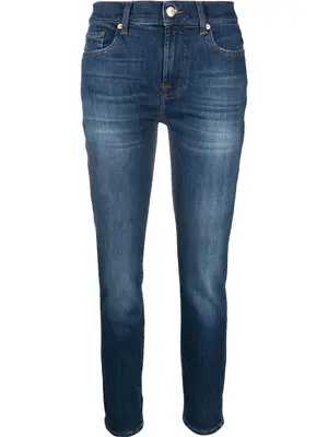 7 For All Mankind Mid-rise Cropped Slim Jeans - Blue
