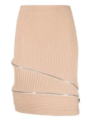 ANDREĀDAMO Ribbed Knit Skirt - Neutrals
