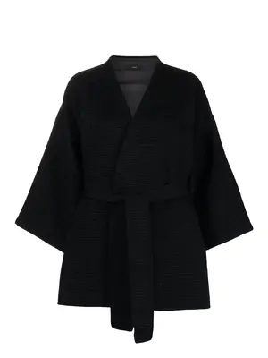 Voz Belted Wide-sleeve Jacket - Black