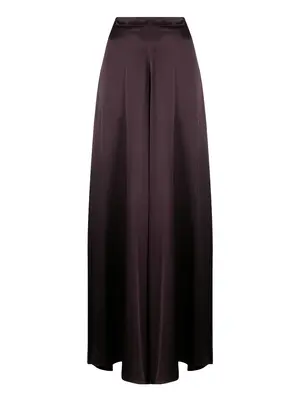 Voz Silk-satin Palazzo Trousers - Brown