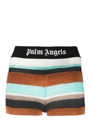 Palm Angels Logo Waistband Knitted Shorts - Brown