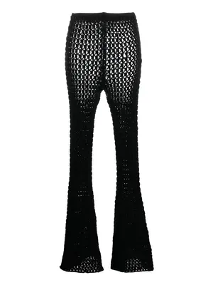 Moschino Crochet-knit Flared Trousers - Black
