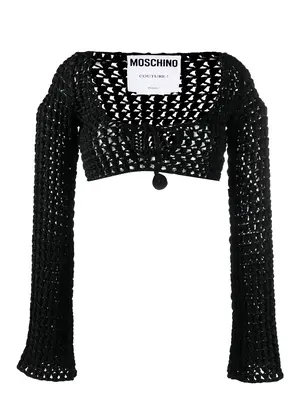 Moschino Open-knit Cropped Top - Black